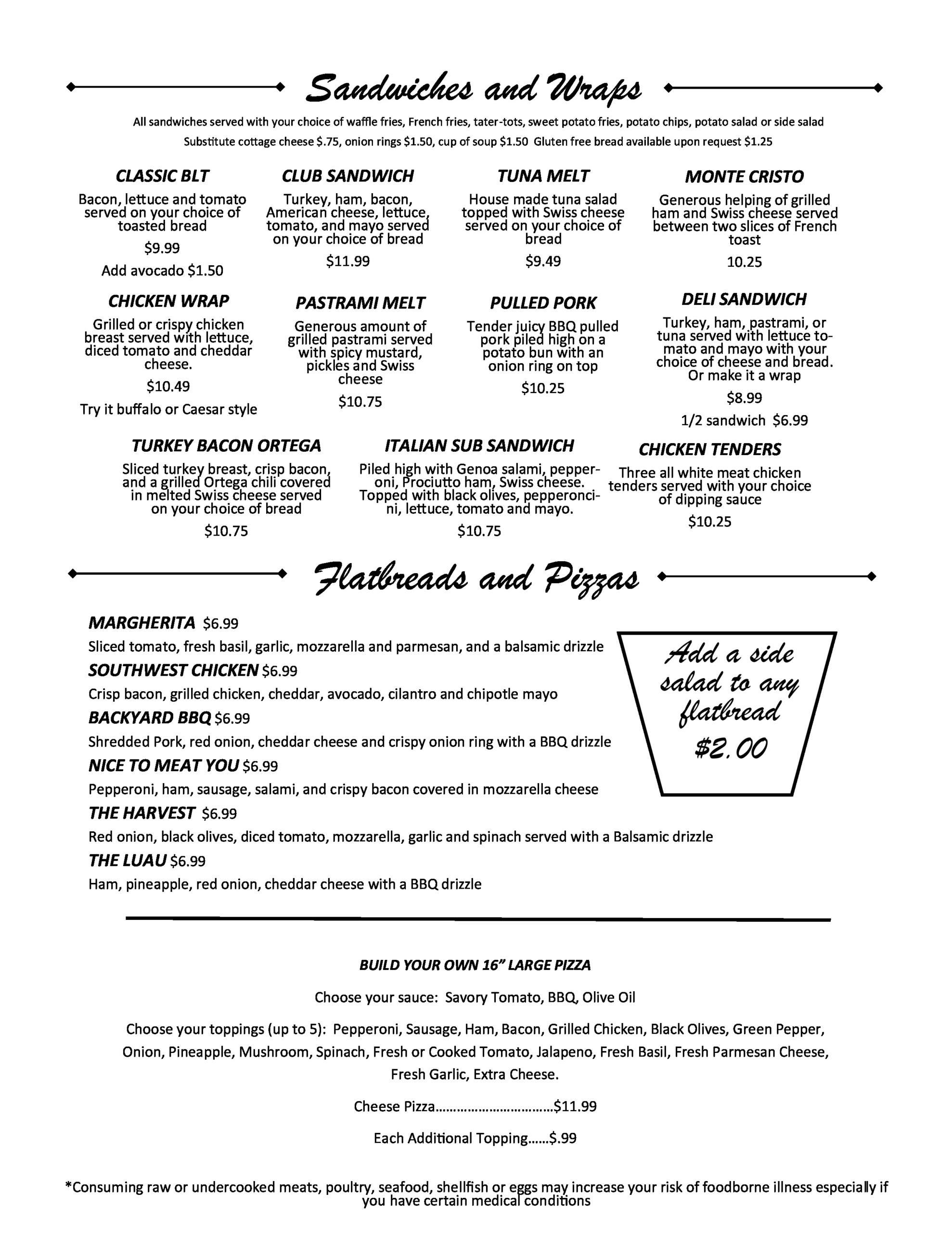 Take-Out Menu – Lake Havasu Golf Club