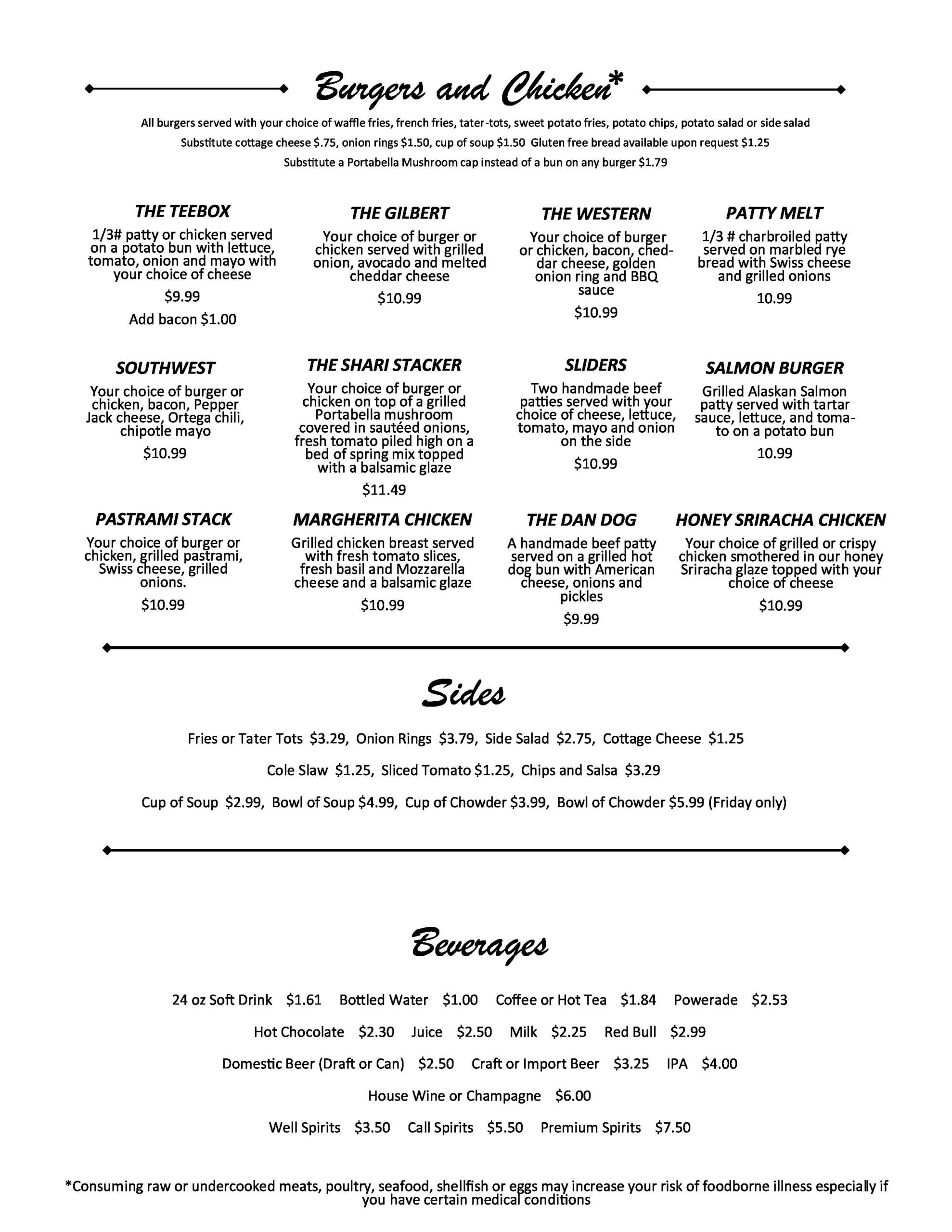 Take-Out Menu – Lake Havasu Golf Club
